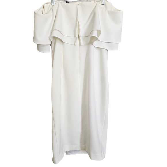 Bardot | Dresses | Nwt Bardot Ivory Off Shoulder Double Ruffle Bodice Front Slit Dress | Poshmark